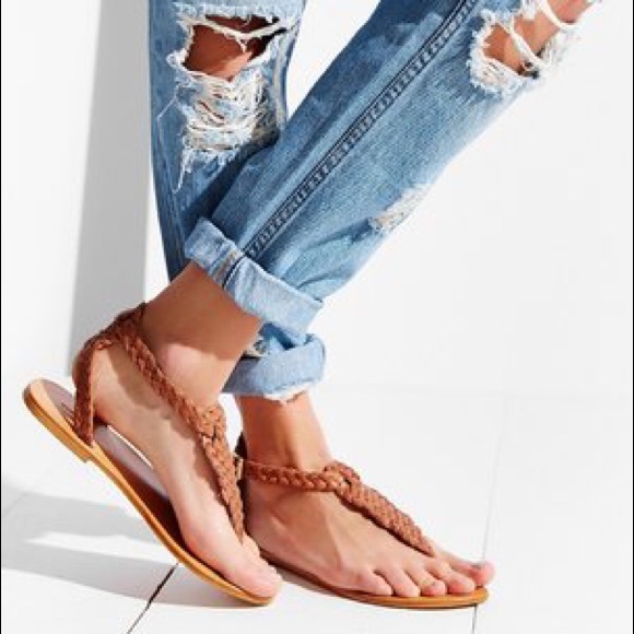 Urban Outfitters | Shoes | Ecot Aurora Braided Leather Tstrap Sandals ...